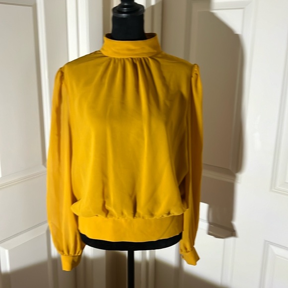 1. State | Tops | State Womans Medium Mustard Color Open Back Blouse ...